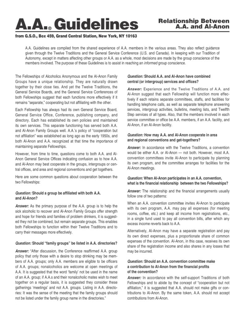 Guidelines - Relationship Between A.A. and Al-Anon - Alcoholics ...